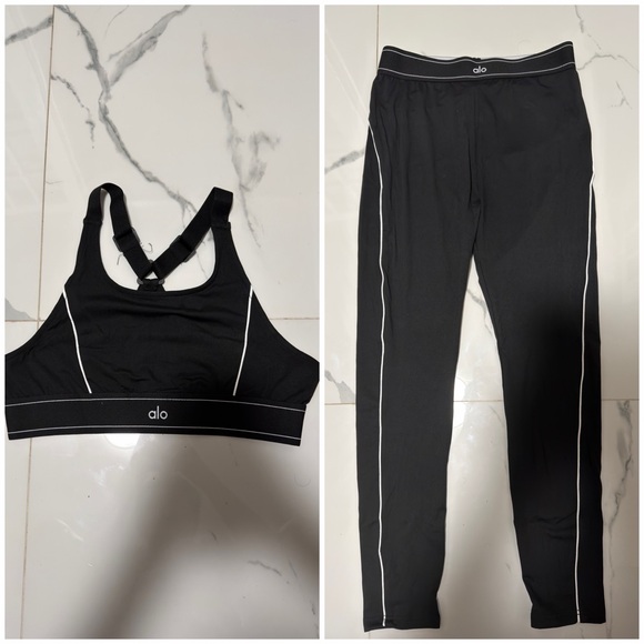 ALO Yoga | Pants & Jumpsuits | Alo Yoga Black And White Activewear Set ...